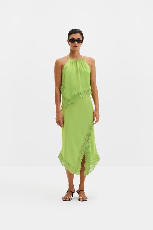 MALINA Malina Asymmetric Lace Hem Midi Skirt