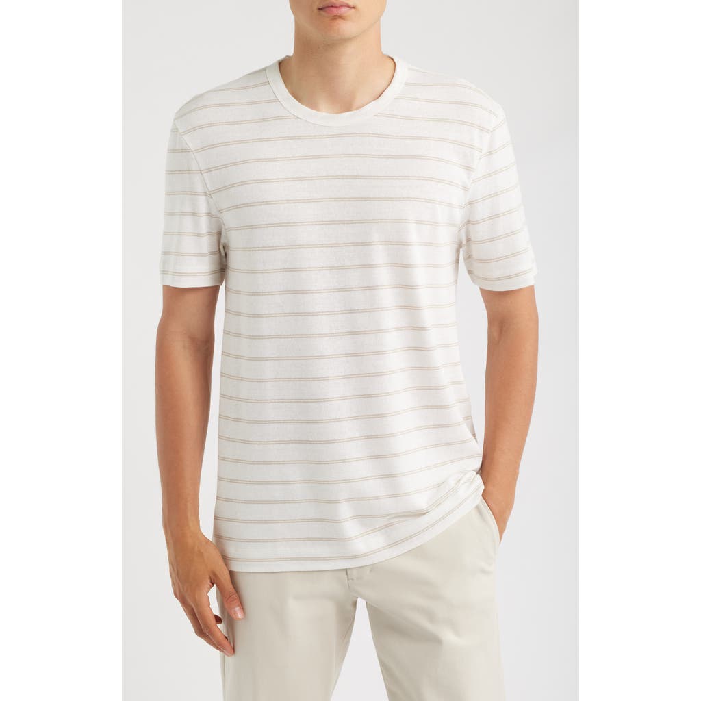 BOSS taut stripe linen & cotton t-shirt