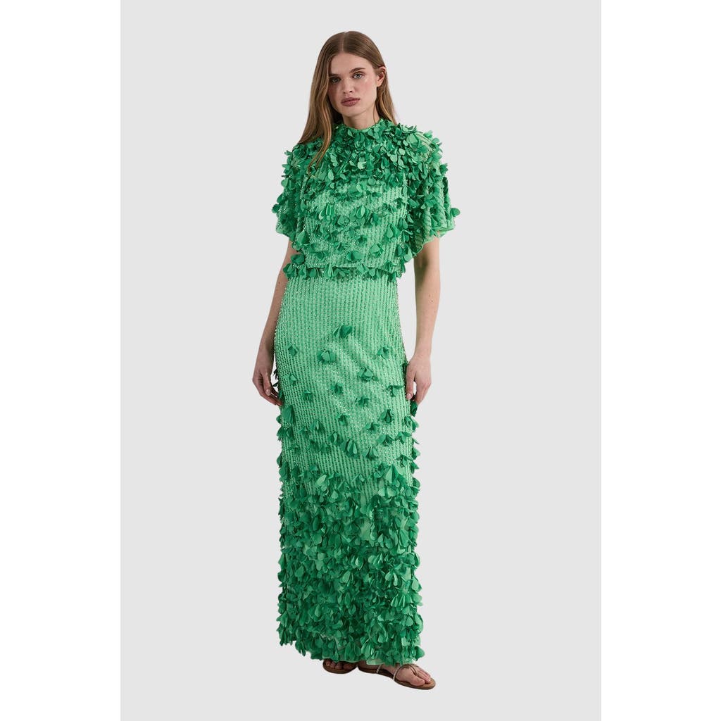 KAREN MILLEN Karen Millen Crystal Applique Angel Sleeve Maxi Dress
