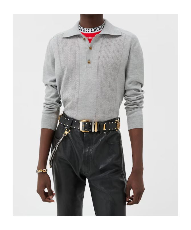 VERSACE Versace Long Sleeved Knitted Polo Shirt