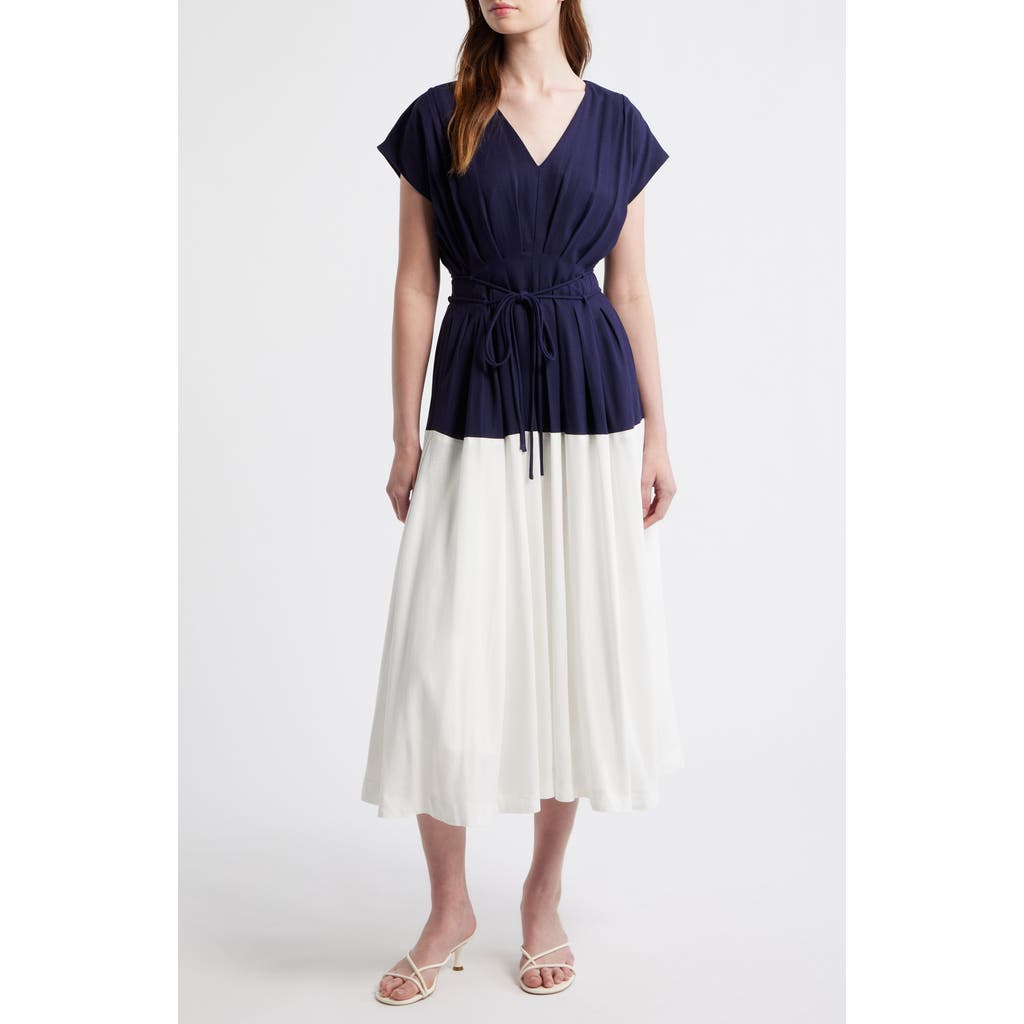karl lagerfeld paris women's colorblocked pleated midi dress Karl Lagerfeld Colorblocked Maxi Dress