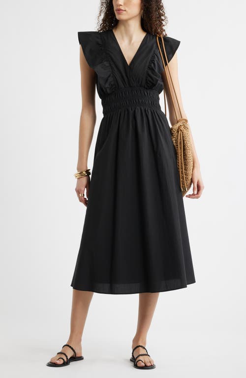 NORDSTROM Flutter Sleeve Smocked Waist Midi Dress