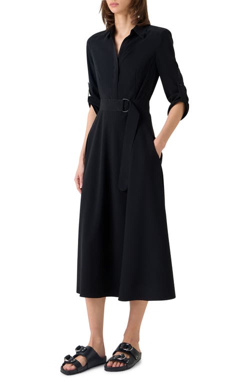 AKRIS Akris punto Belted Laser Cut Crepe Midi Shirtdress