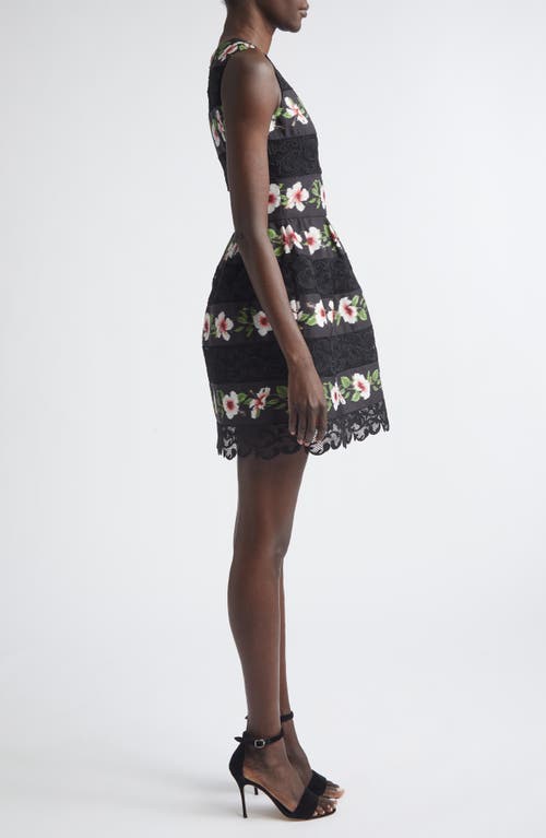 OSCAR DE LA RENTA Oscar de la Renta Chiné Hibiscus Stripe Faille Dress