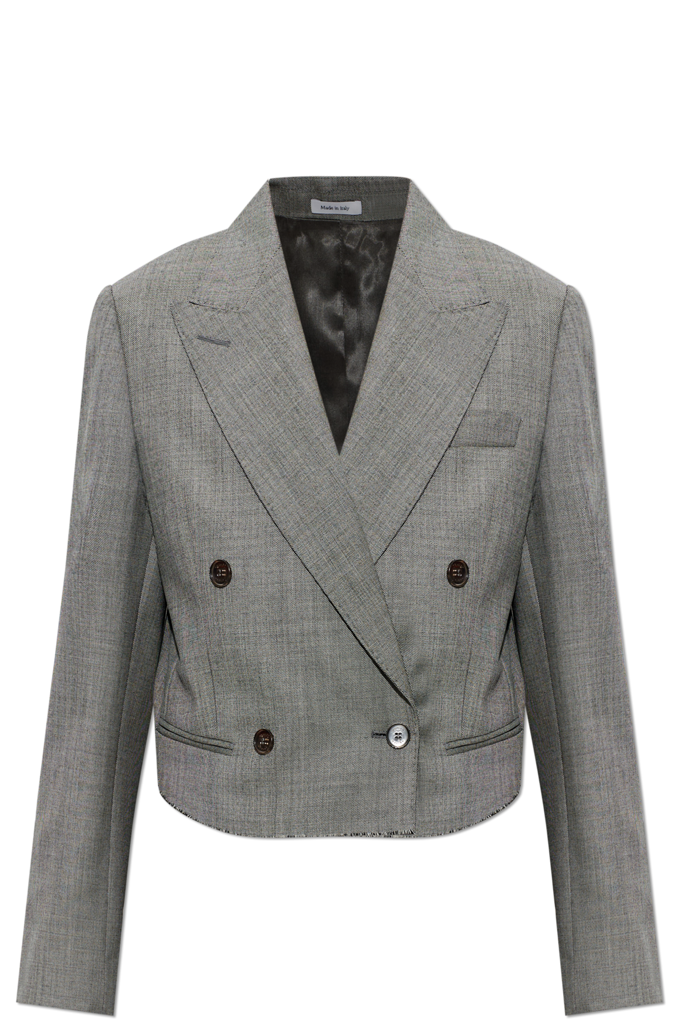 ALEXANDER MCQUEEN Alexander McQueen Cropped Wool Blazer with Frayed Hem