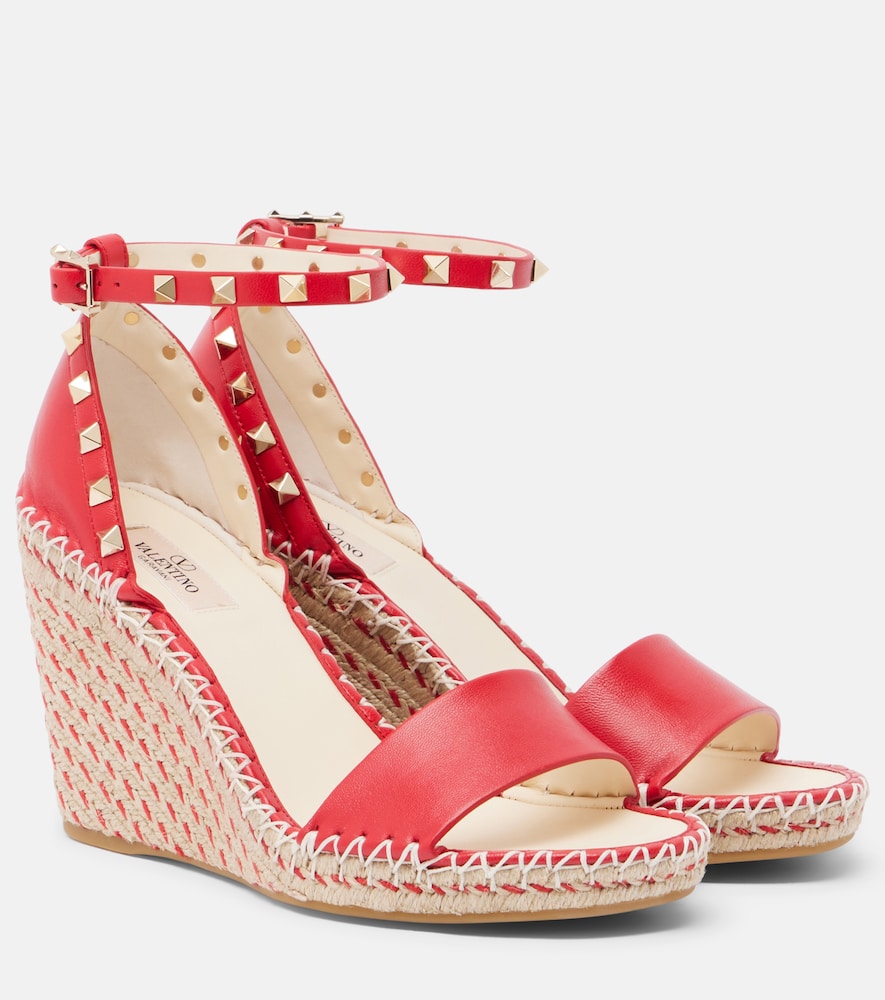 VALENTINO Valentino Garavani Rockstud Leather Espadrille Wedges