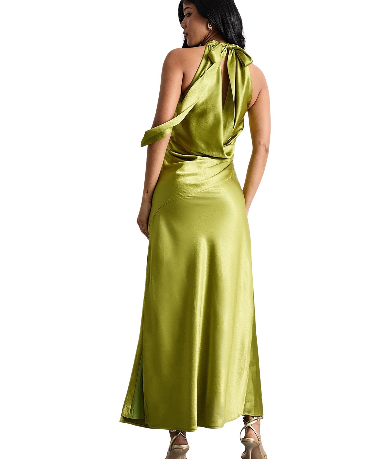 bhldn saylor cowl-neck satin maxi dress $220 NWT BHLDN Saylor Cowl-Neck Satin Maxi Dress, Forest Green, XS