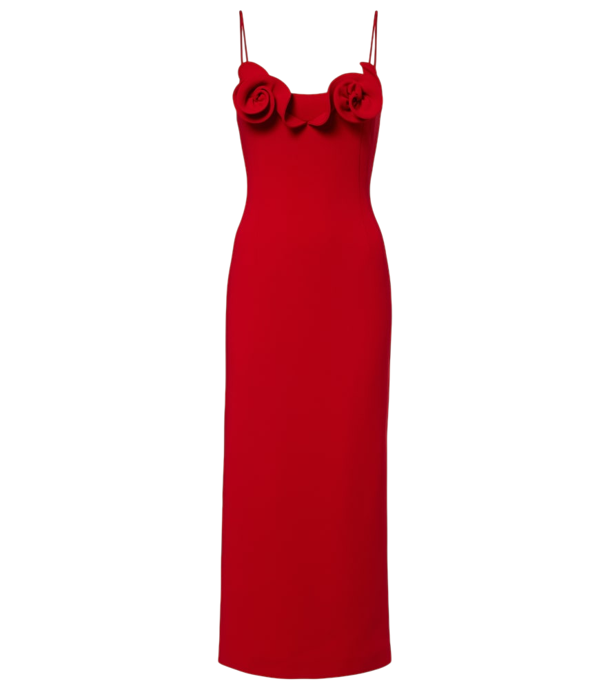 MAGDA BUTRYM Magda Butrym Floral-Appliqué Wool-Blend Midi Dress