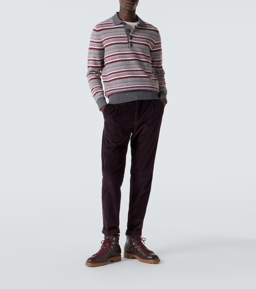ELEVENTY Eleventy Striped Wool Jacquard Polo Sweater