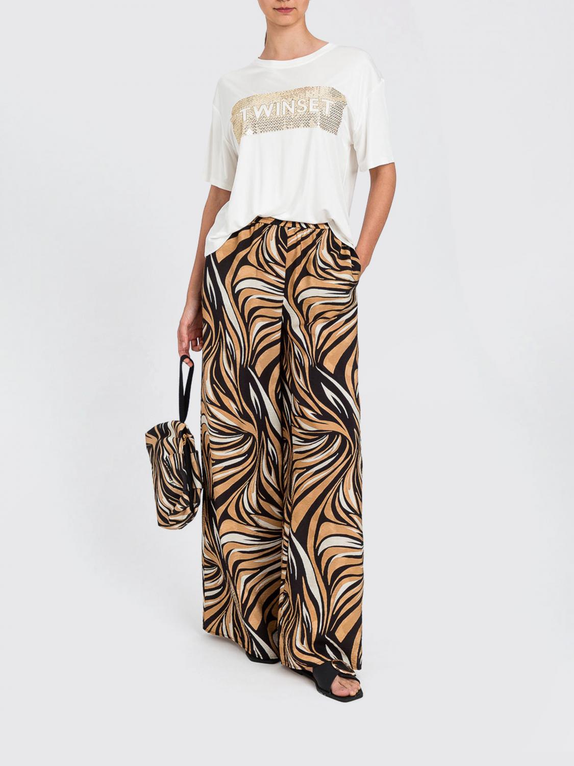 TWINSET TWINSET U&B Printed Viscose Blend Wide Leg Trousers