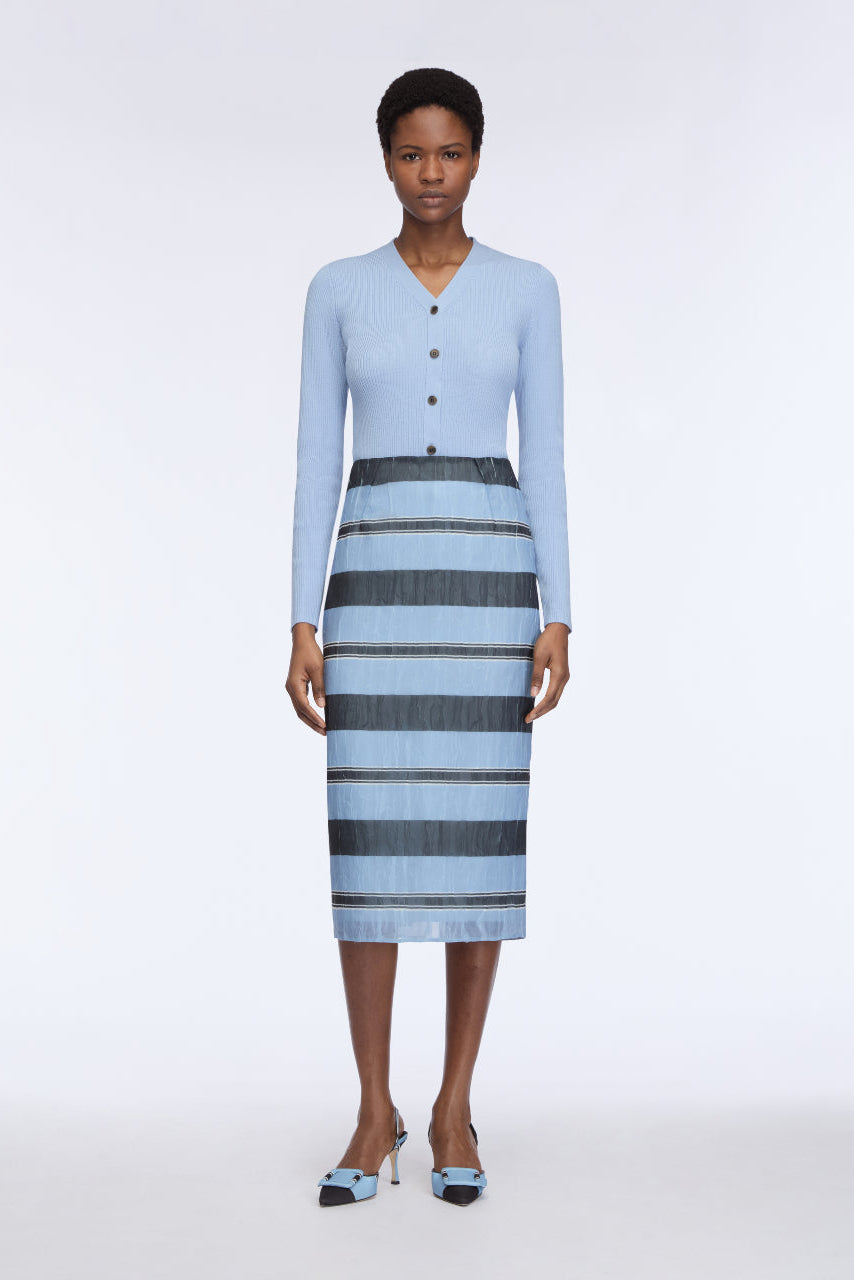 EMILIA WICKSTEAD Emilia Wickstead Priya Skirt - Striped Textured Organza