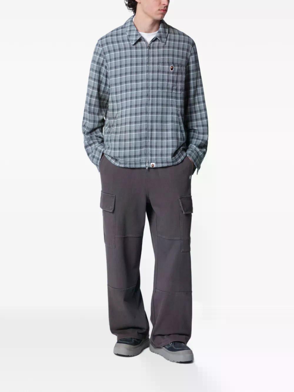 A BATHING APE check zip-up shirt
