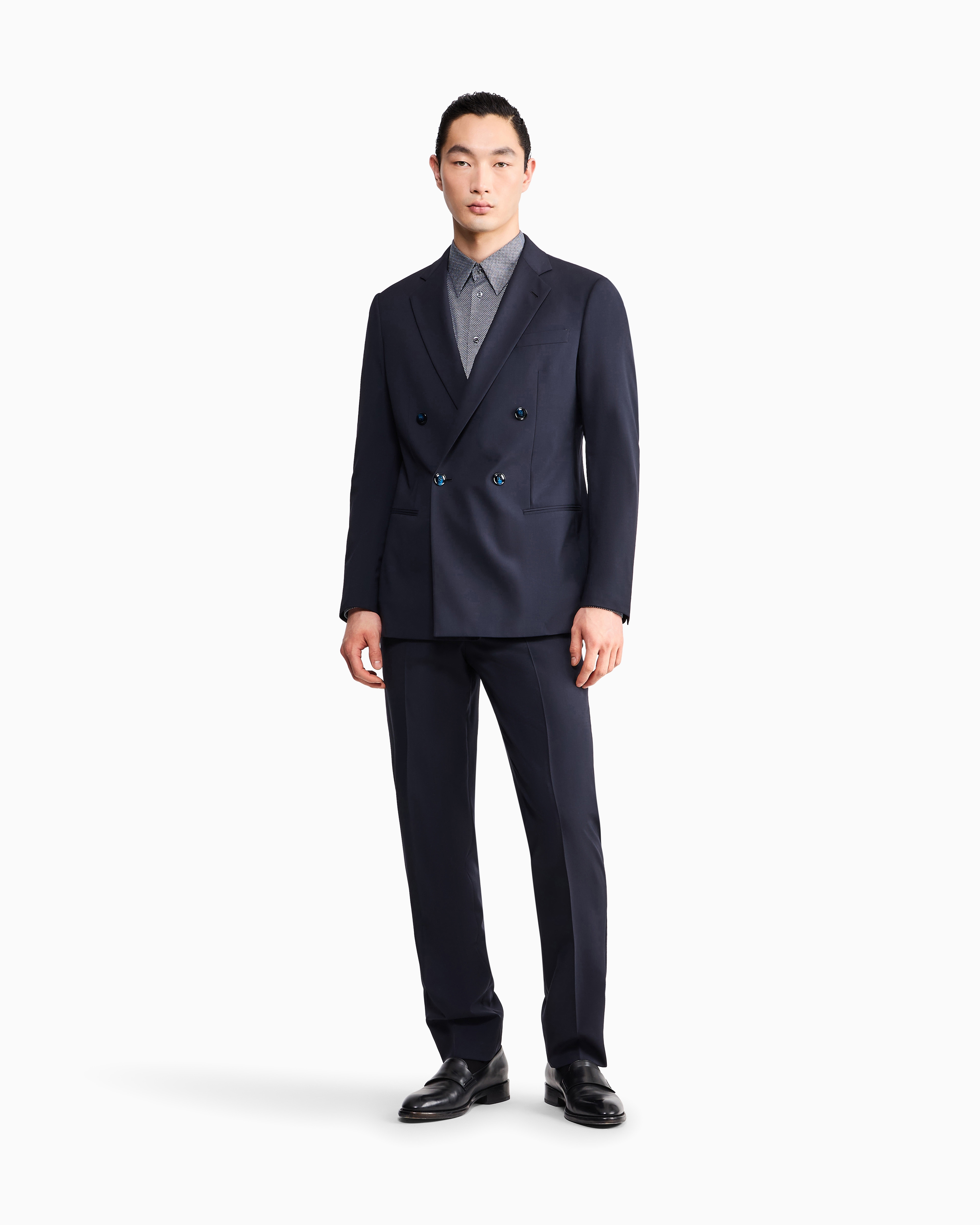 GIORGIO ARMANI shirt regular fit in micro jacquard cotton jersey