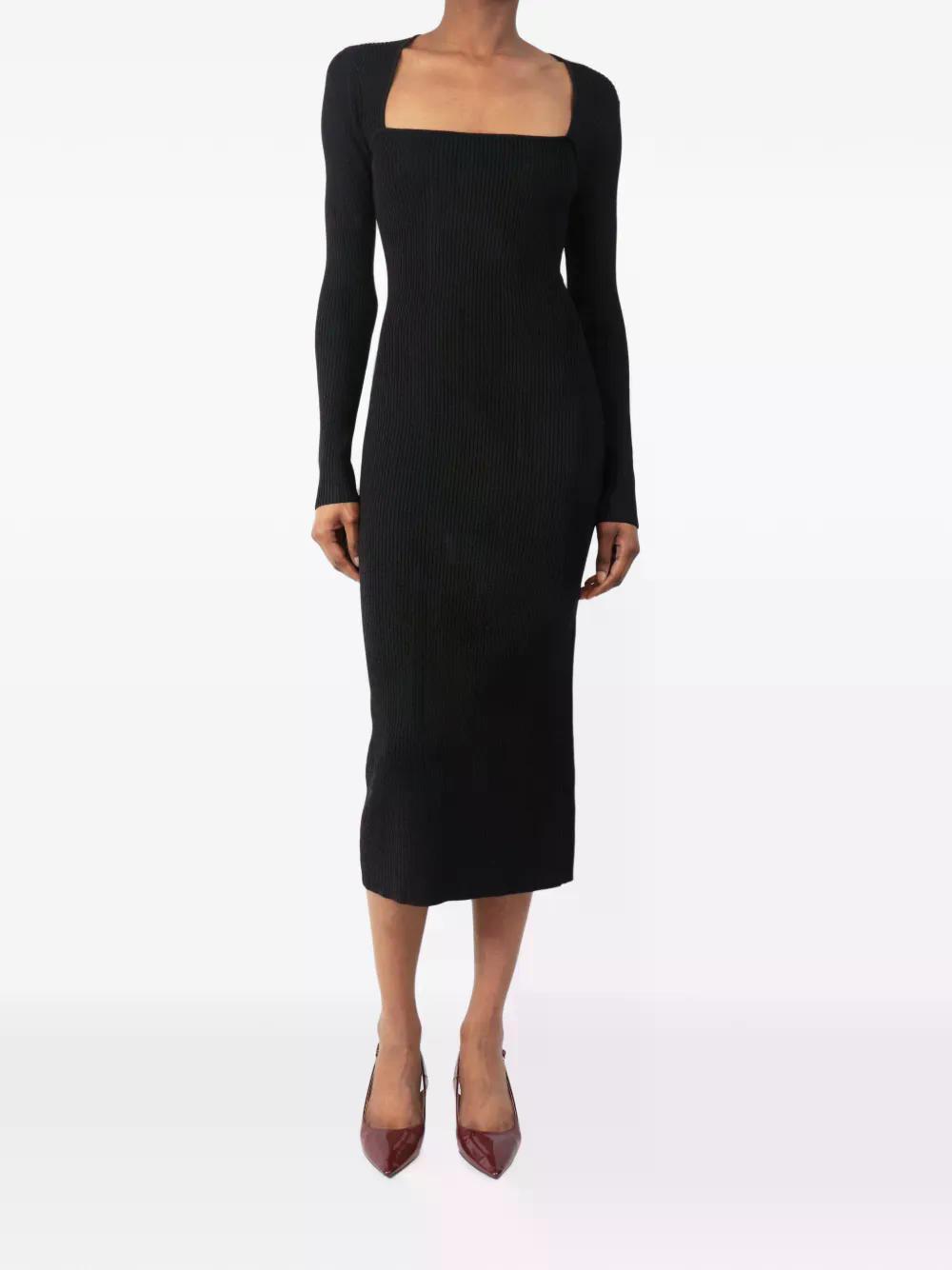 GANNI GANNI Rib-Knit Midi Dress