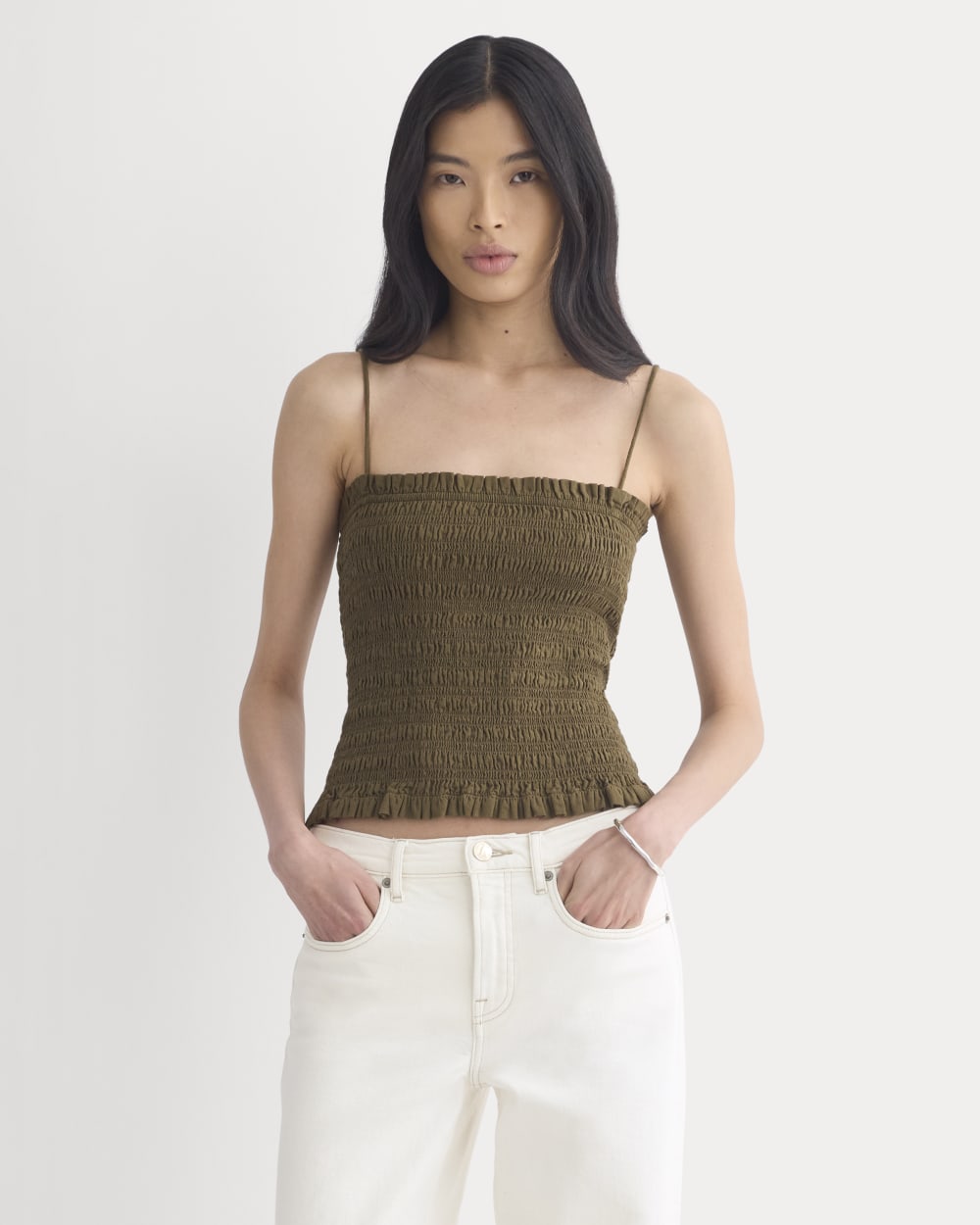 EVERLANE EVERLANE Gauze Smocked Cami Top