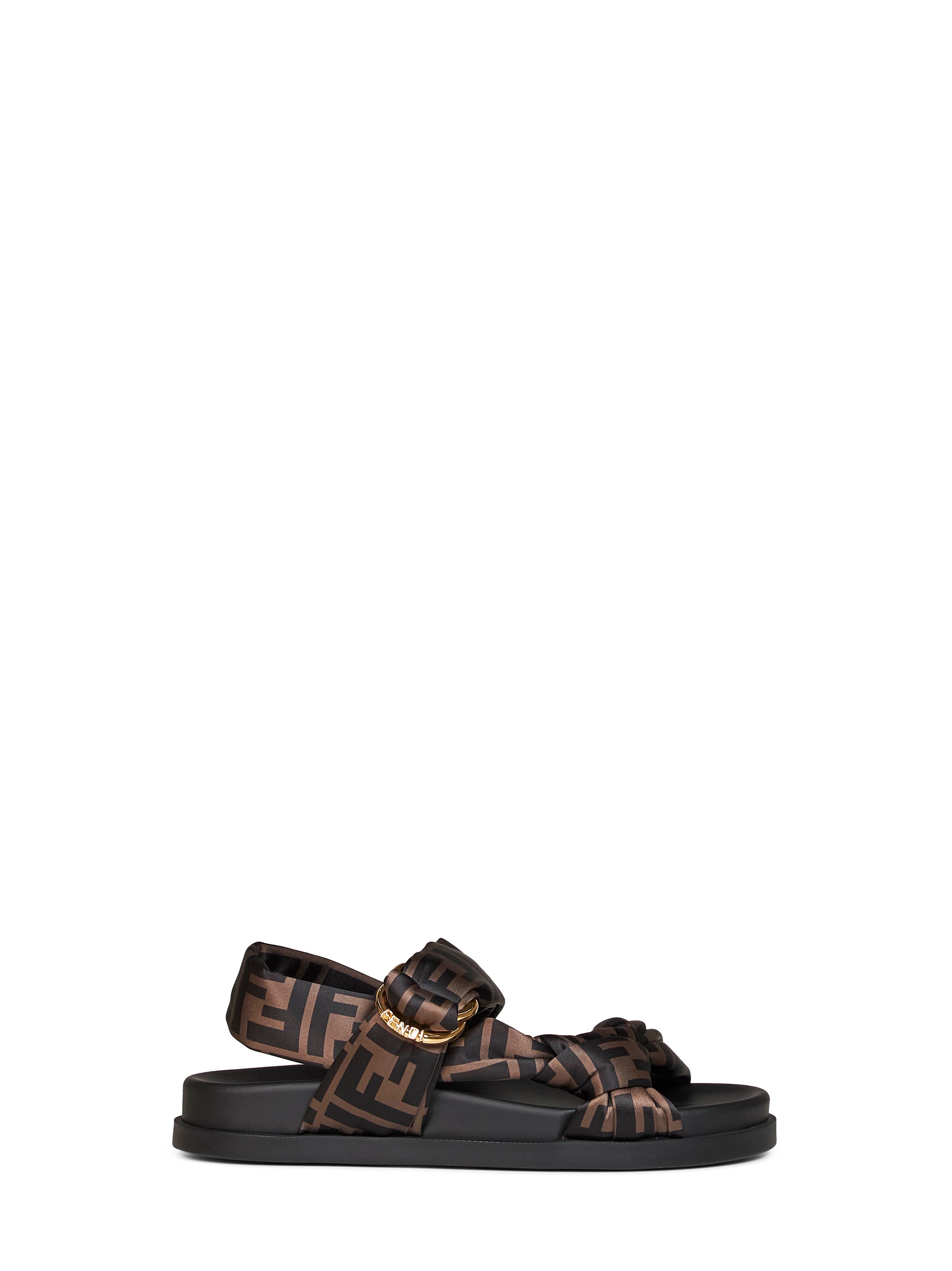 Fendi Ff Logo Sandals - Brown | Editorialist