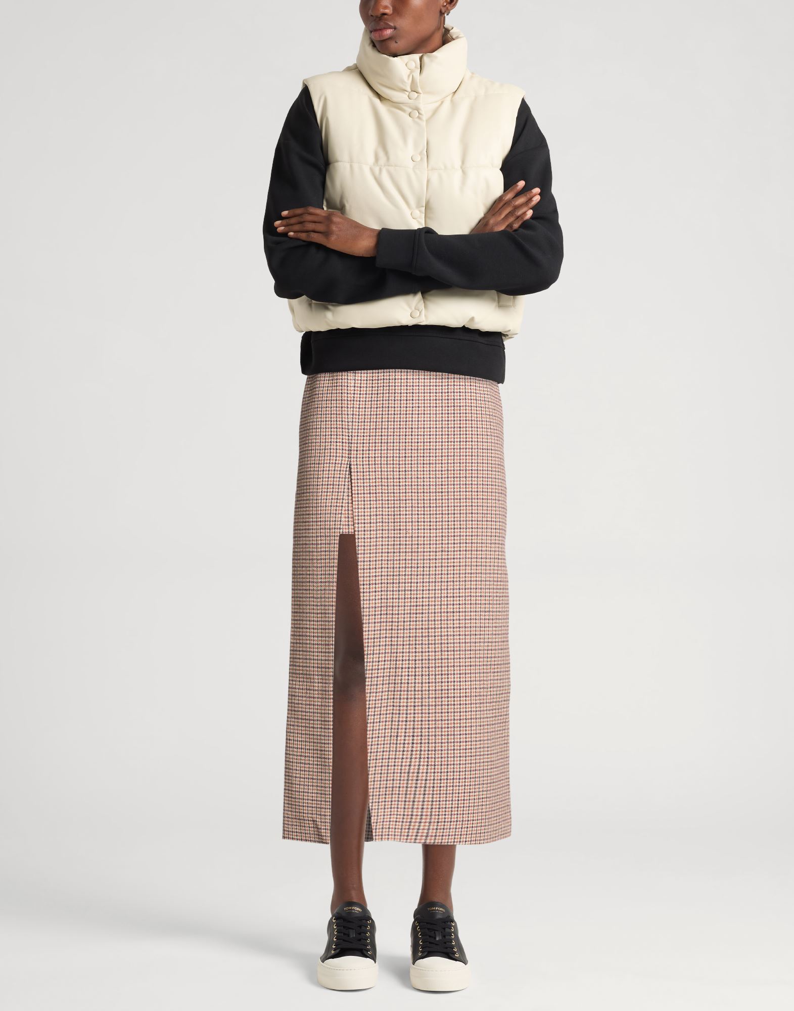 SANDRO Sandro Midi Skirt in Houndstooth