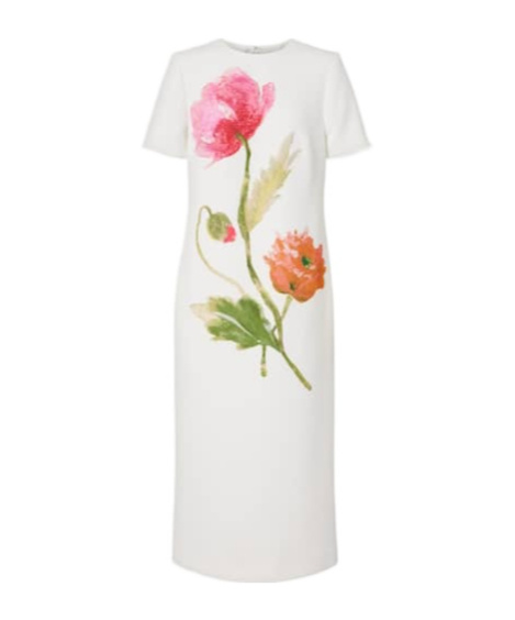 CAROLINA HERRERA Carolina Herrera Floral Crepe Midi Dress