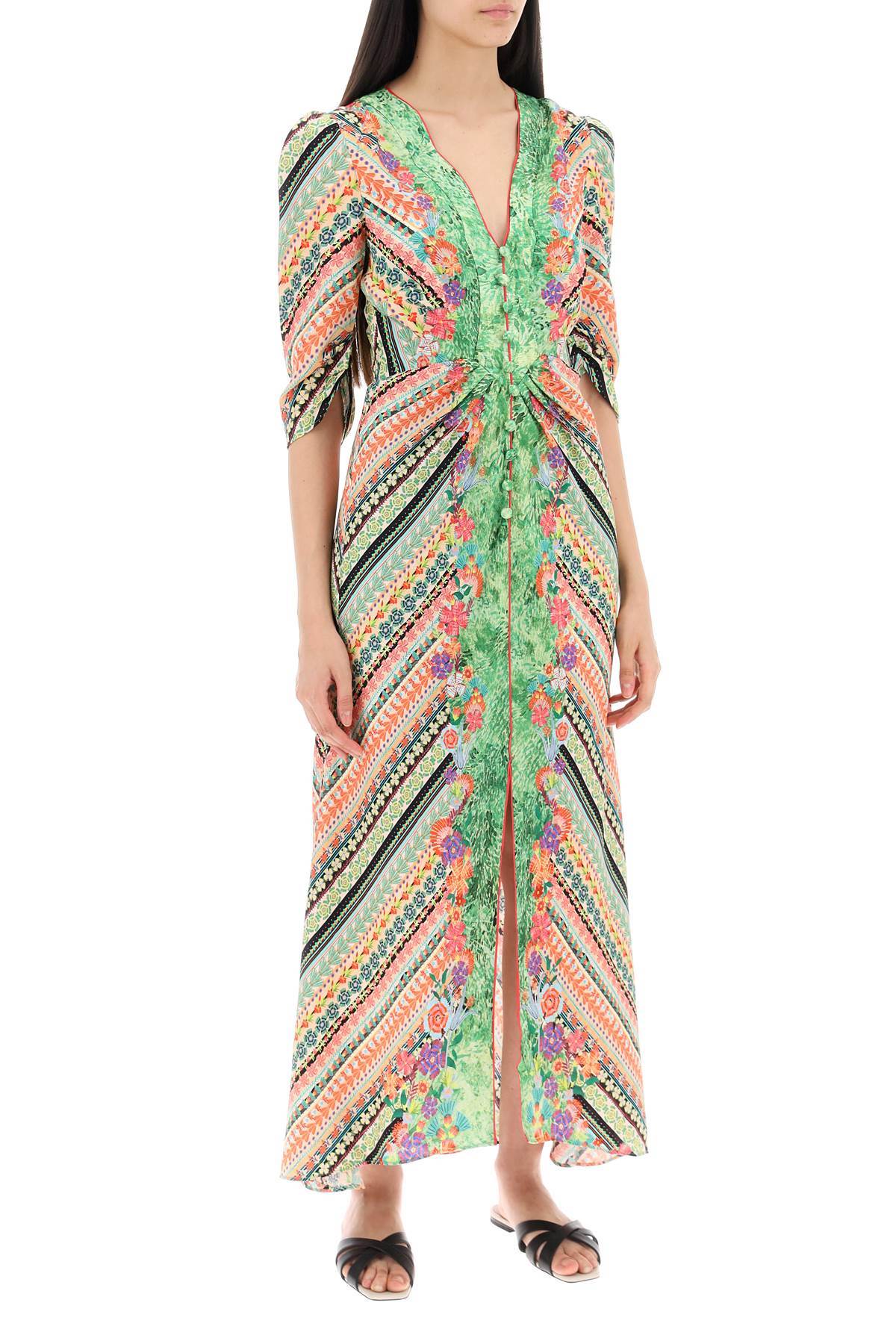 SALONI Saloni Mitsu B Mix-Print Midi Dress