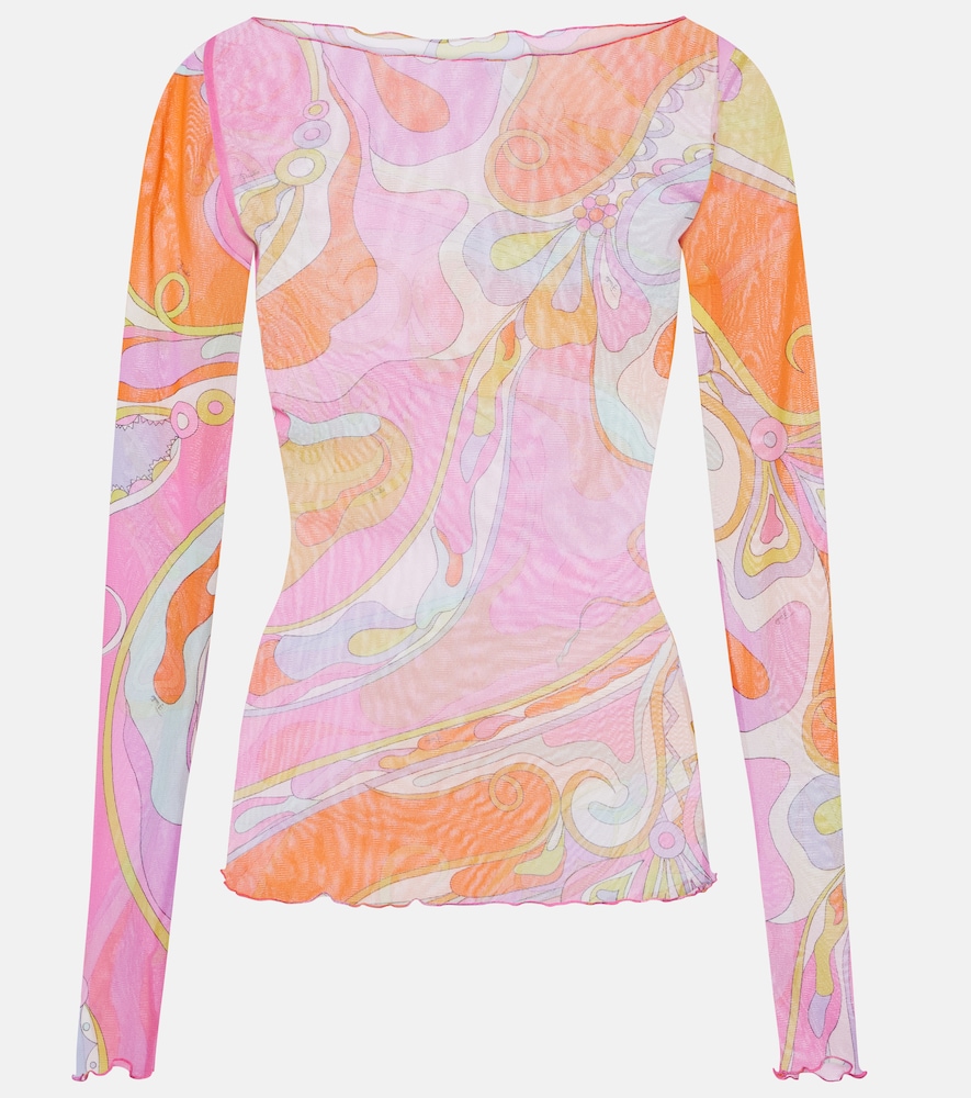 EMILIO PUCCI Pucci Orchidee Sheer Tulle Top