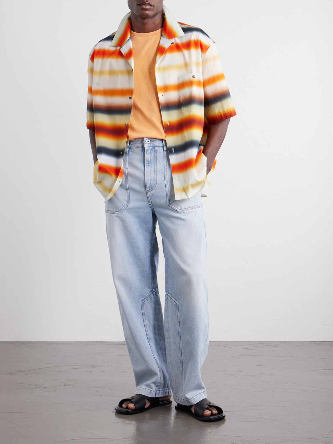 LOEWE LOEWE - Paula's Ibiza Convertible-Collar Logo-Embroidered Striped Cotton-Poplin Shirt - Men - Multi