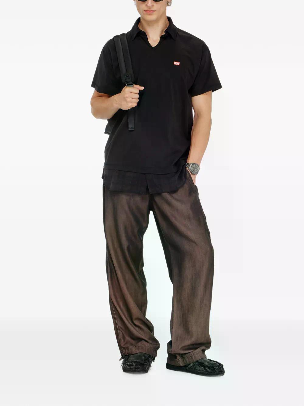 DIESEL® jersey polo shirt with check flannel trims