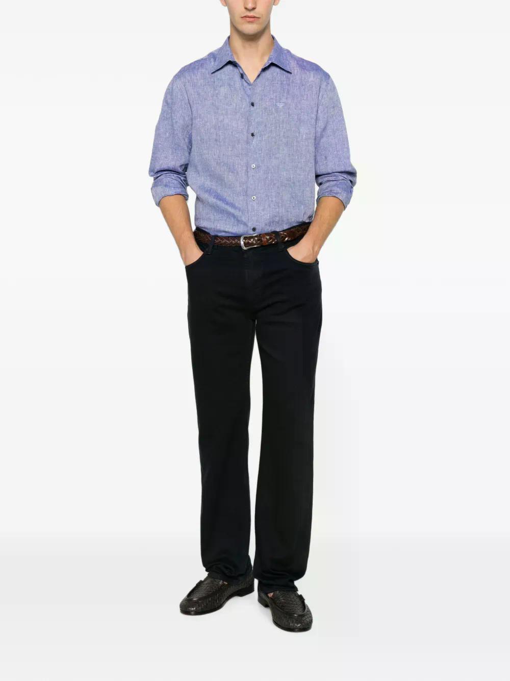 EMPORIO ARMANI logo-embroidered buttoned shirt