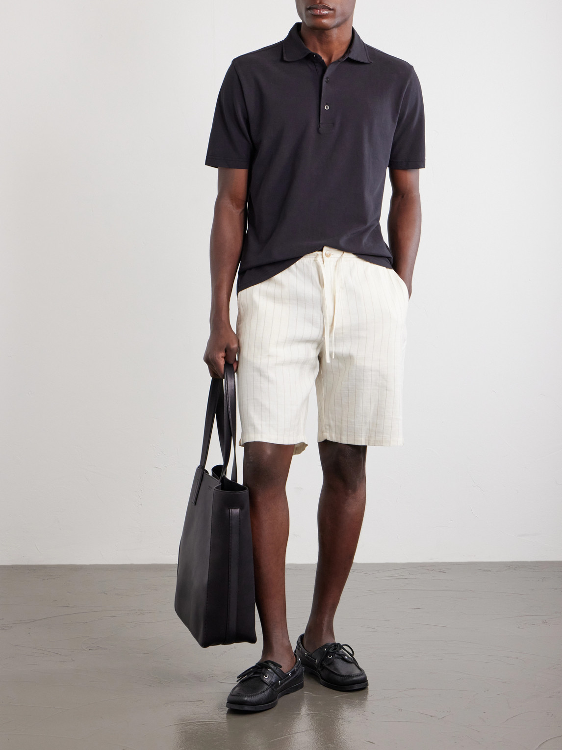 FRESCOBOL CARIOCA Frescobol Carioca Striped Linen and Cotton-Blend Drawstring Shorts