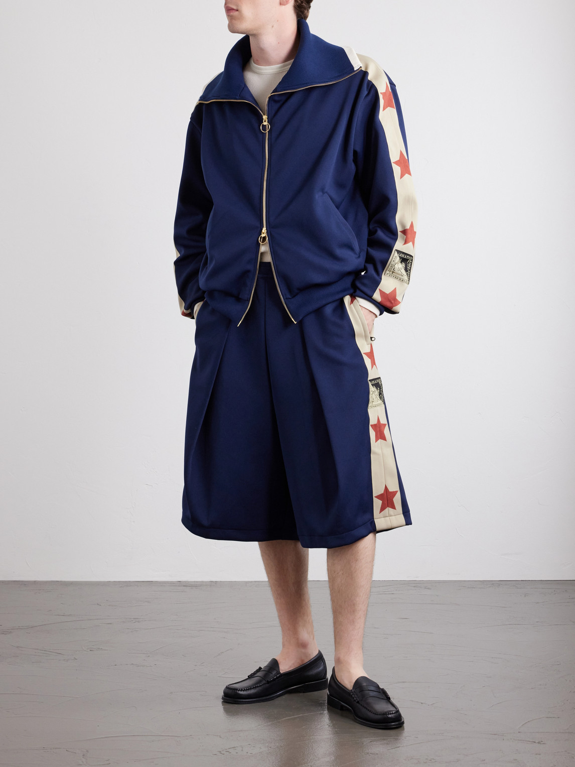 KAPITAL KAPITAL Kome-Kome Straight-Leg Satin-Jersey Shorts
