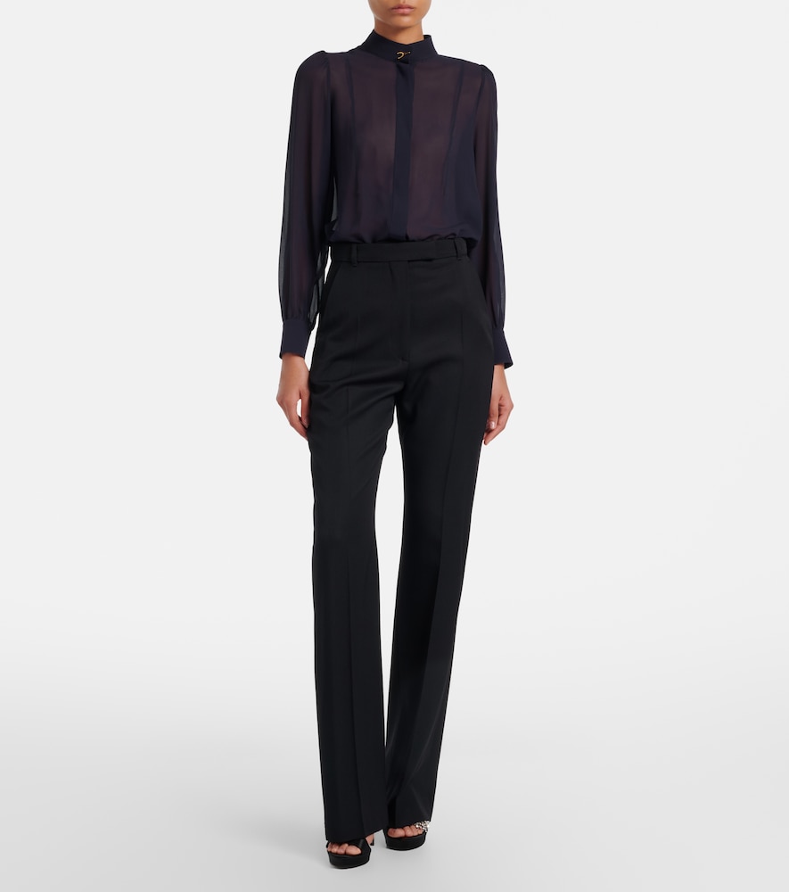 ALEXANDER MCQUEEN McQueen Wishbone Silk Crêpe de Chine Shirt