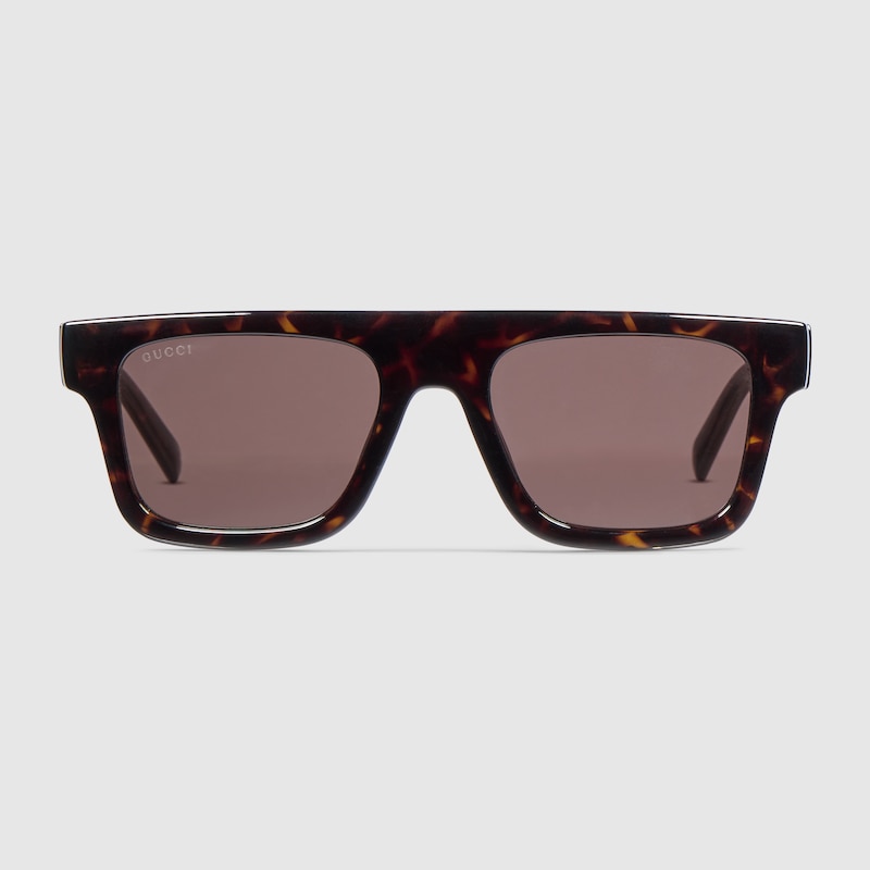 GUCCI Gucci Square Frame Sunglasses with Tortoiseshell Detail