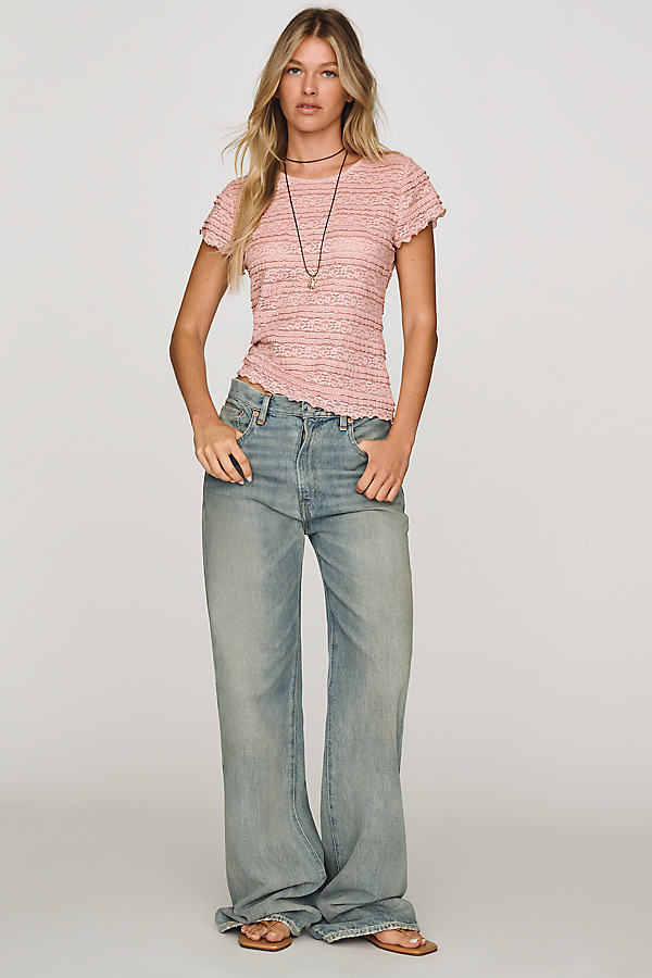 ANTHROPOLOGIE By Anthropologie Lace Ruffle Knit Top