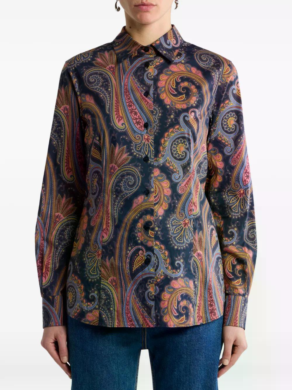 ETRO ETRO Stretch-Cotton Poplin Shirt with Paisley Motif