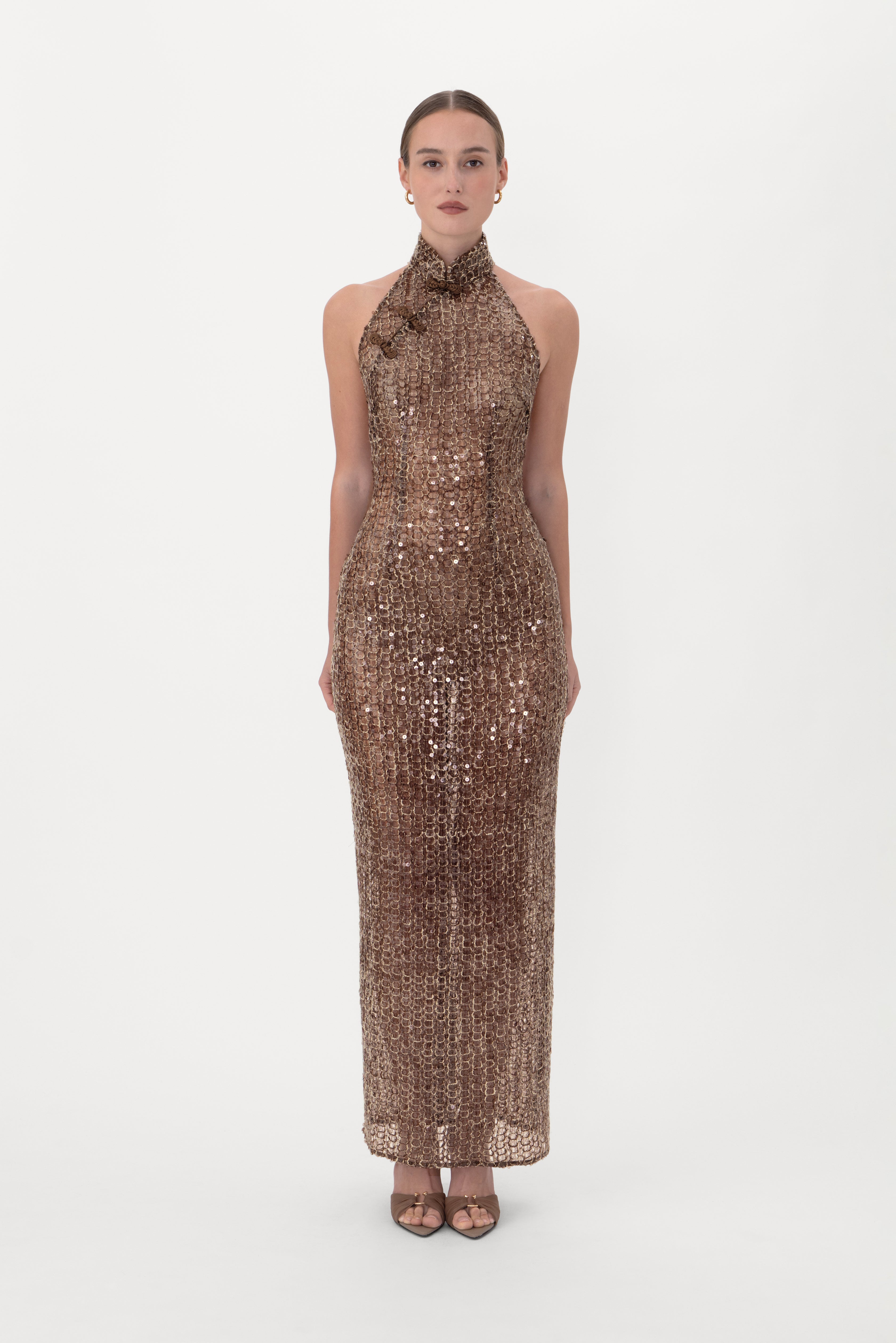 SAU LEE SAU LEE Gracie Sequin Embellished Maxi Dress