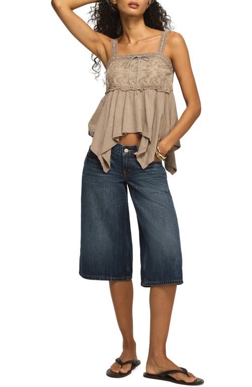 LUCKY BRAND Lucky Brand Eyelet Yoke Handkerchief Hem Tank
