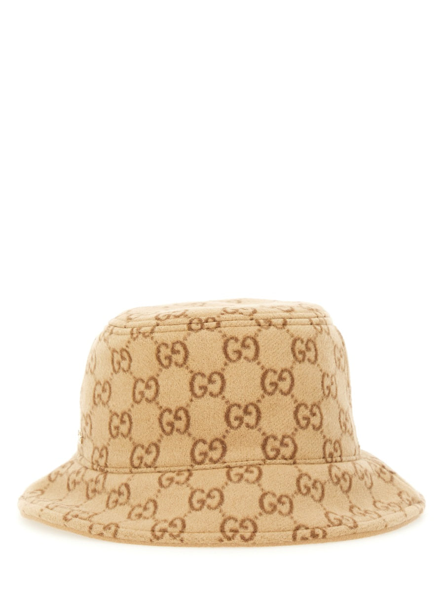 Gucci Gg Canvas Wide Brim Hat - Blue/Ivory | Editorialist