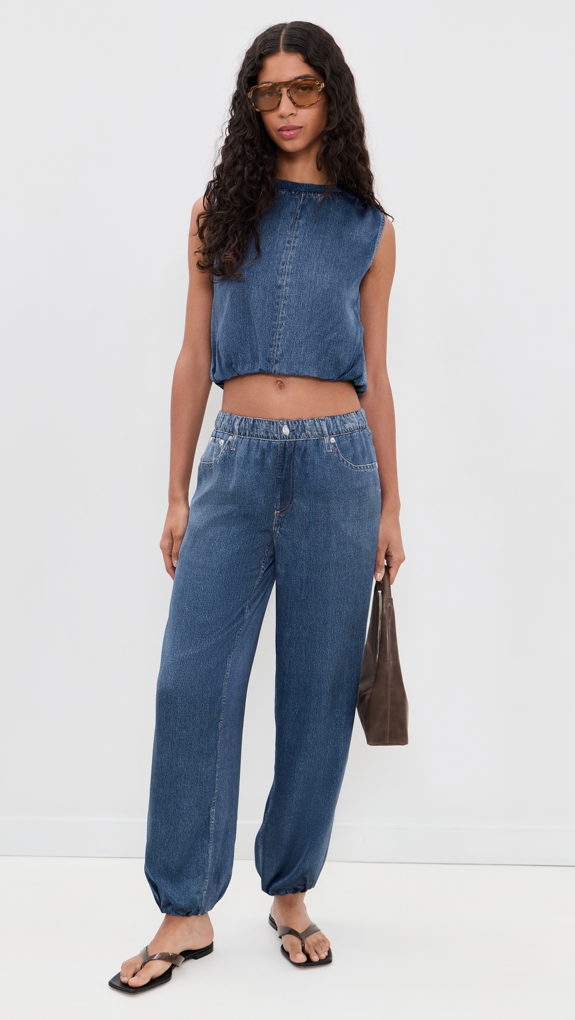 RAG & BONE rag & bone Sleeveless Satin Bubble Top with Ribbed Trim