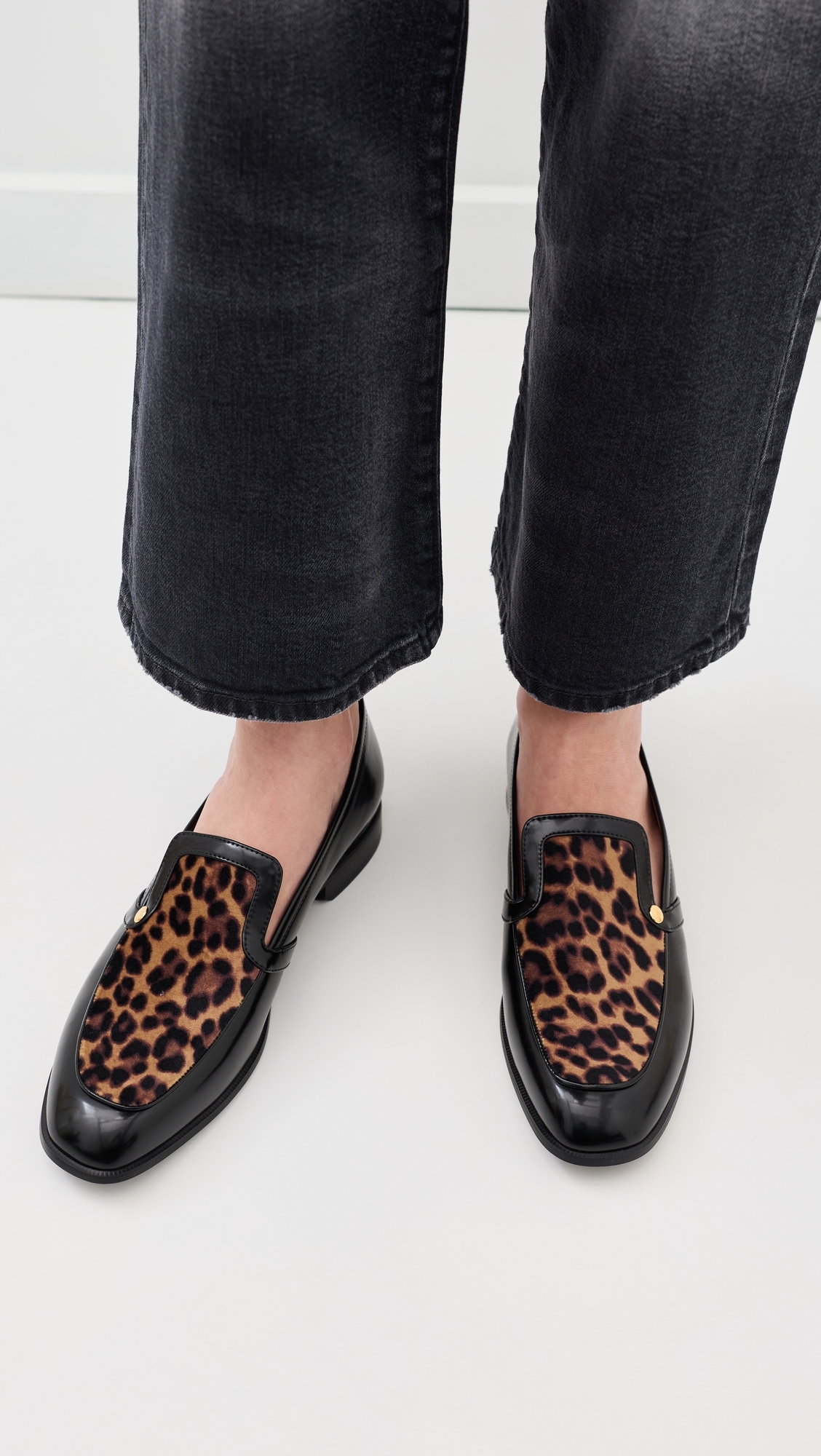 STELLA MCCARTNEY Stella McCartney Brushed Alter Mat & Leopard Printed Velvet Loafers