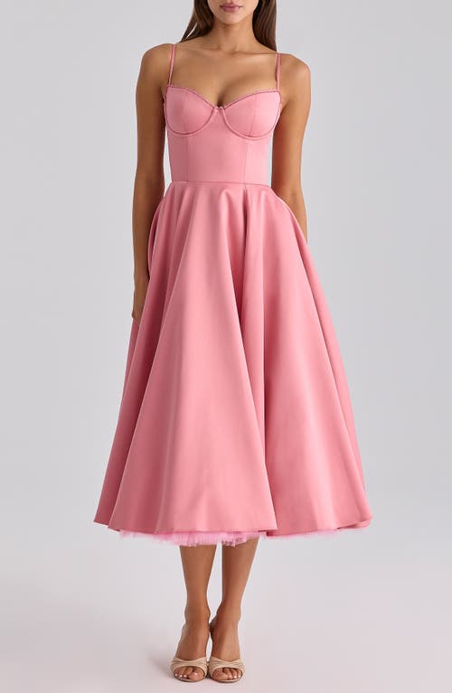 HOUSE OF CB HOUSE OF CB Mademoiselle Bustier Stretch Satin Midi Dress
