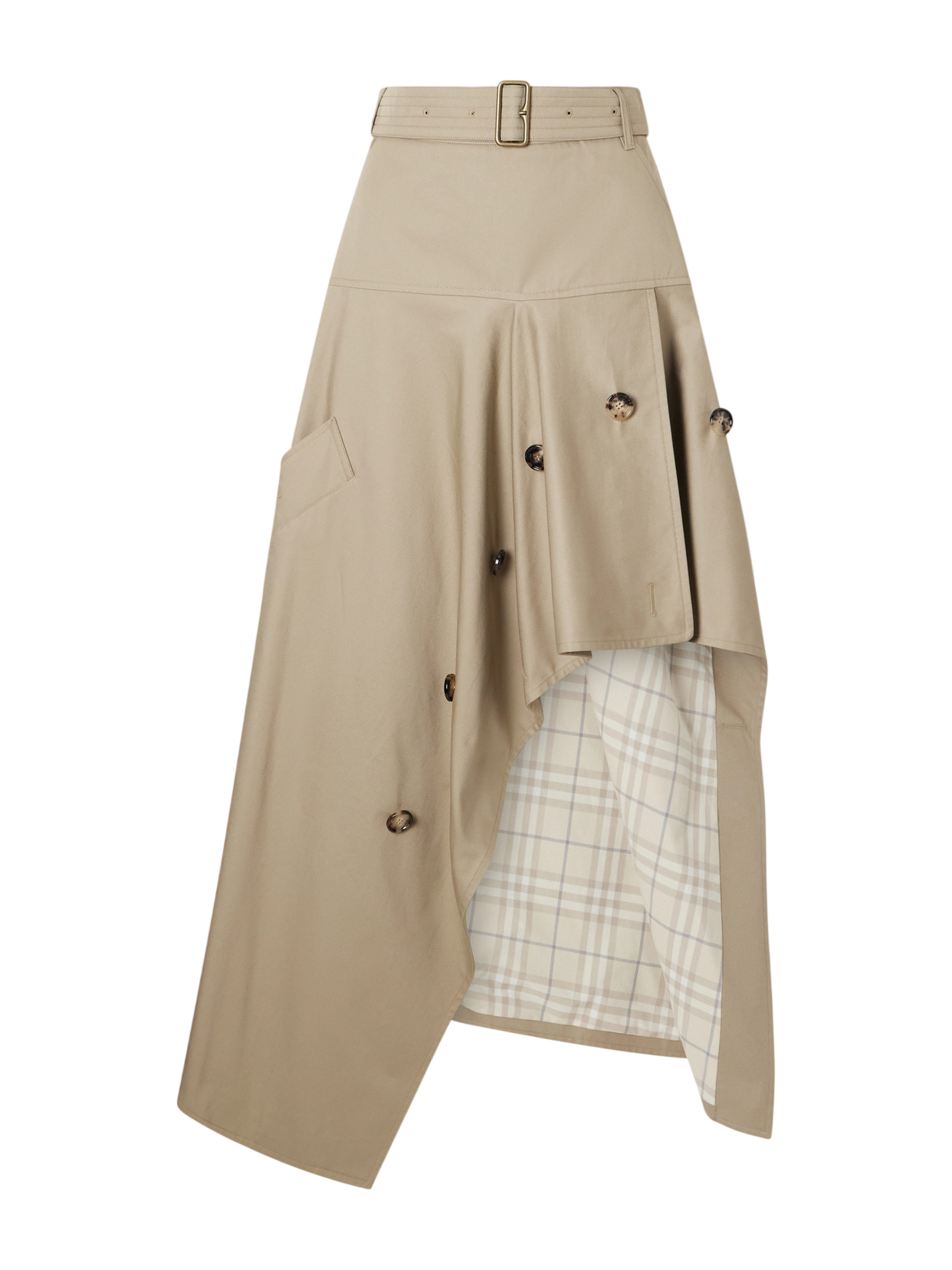 BURBERRY Burberry Heather Belted Asymmetric Midi Skirt