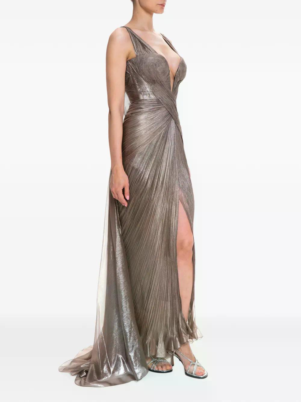MARIA LUCIA HOHAN Maria Lucia Hohan Corinna Pleated Silk-Blend Maxi Dress