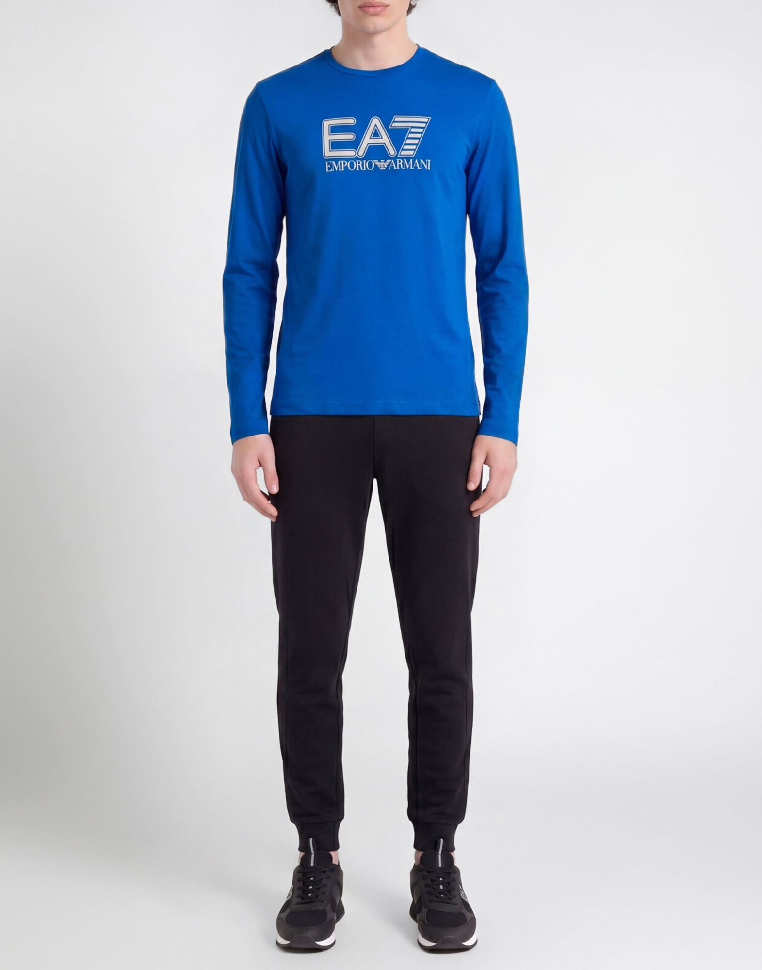 EA7 man t-shirt bright blue size s cotton, elastane