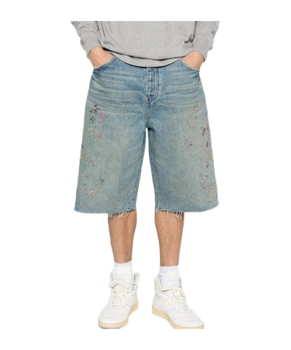 PURPLE BRAND PURPLE BRAND Distressed Denim Shorts with Raw Hem