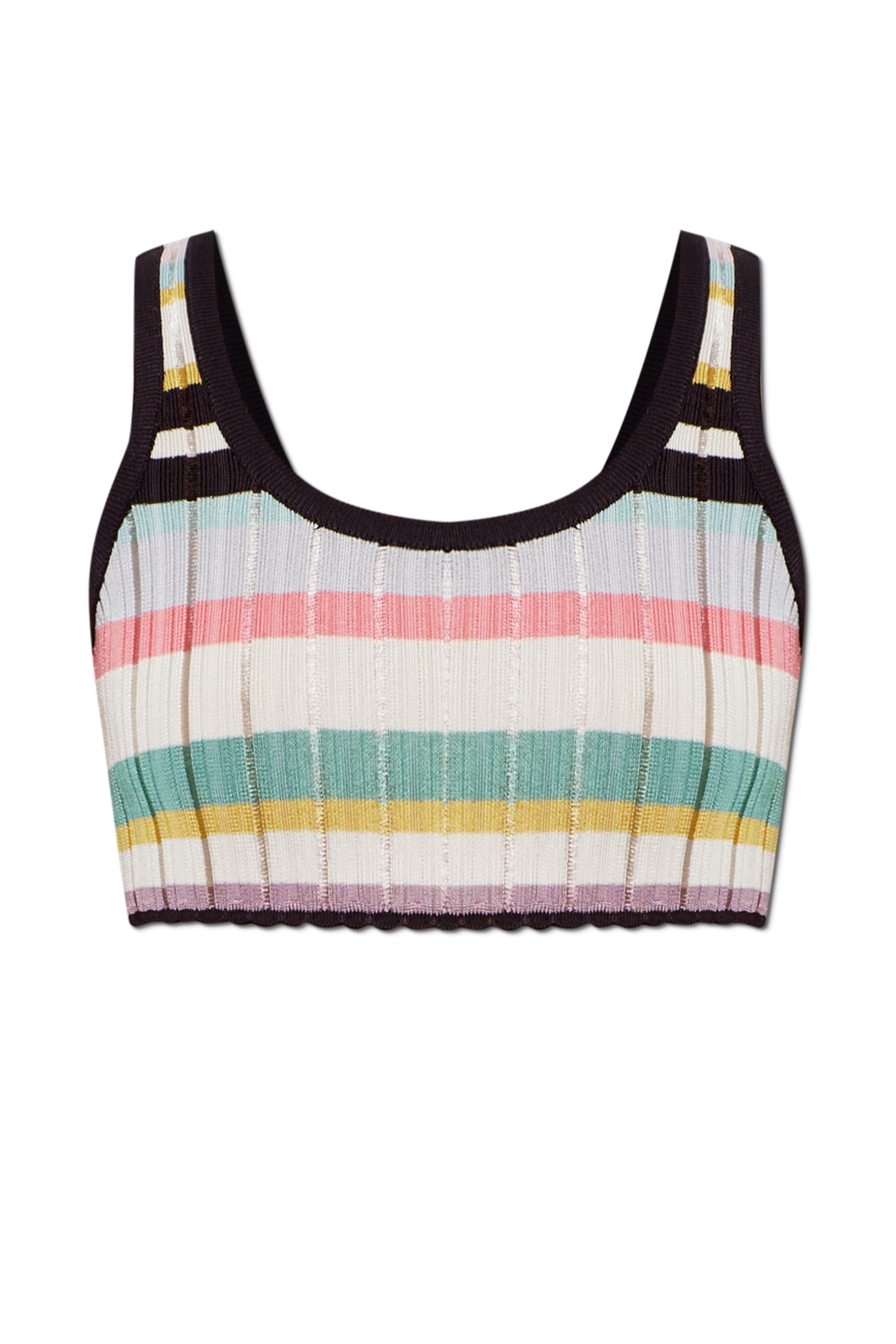 ALAÏA Alaïa Ribbed Knit Cropped Top with Multicolored Stripes