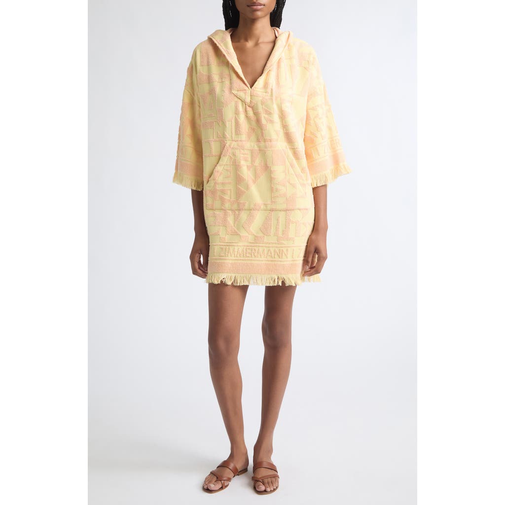 ZIMMERMANN Zimmermann Pop Fringe Cotton Terry Jacquard Hooded Cover-Up Dress