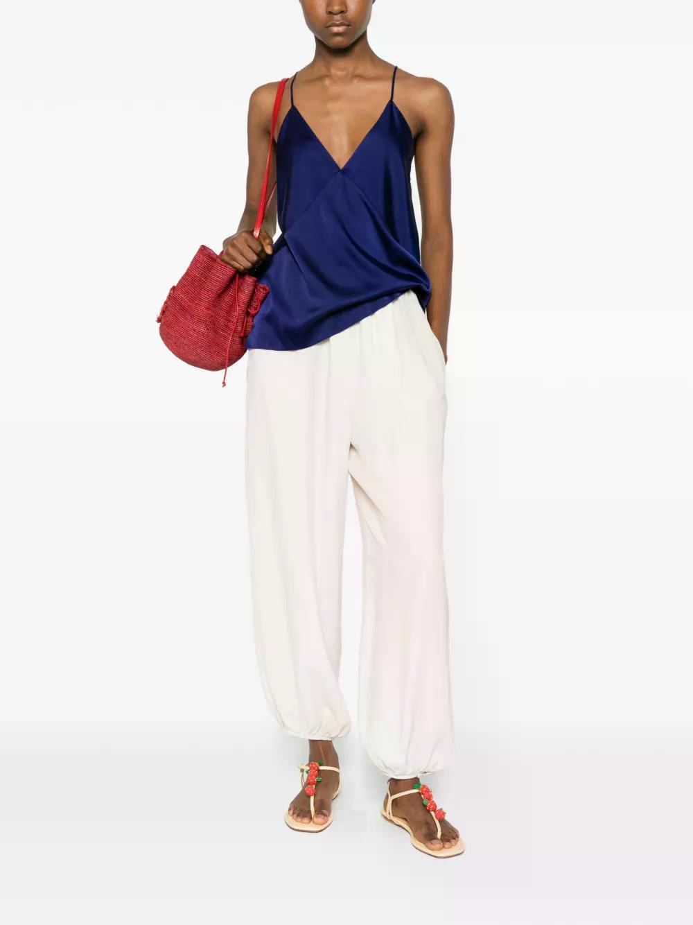 FORTE_FORTE Forte Forte Lapis Blue Satin V-Neck Top