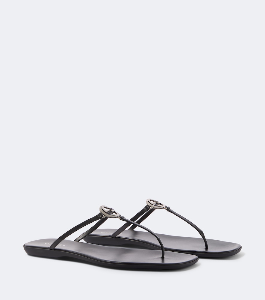 GUCCI Gucci Interlocking G Leather Thong Sandals
