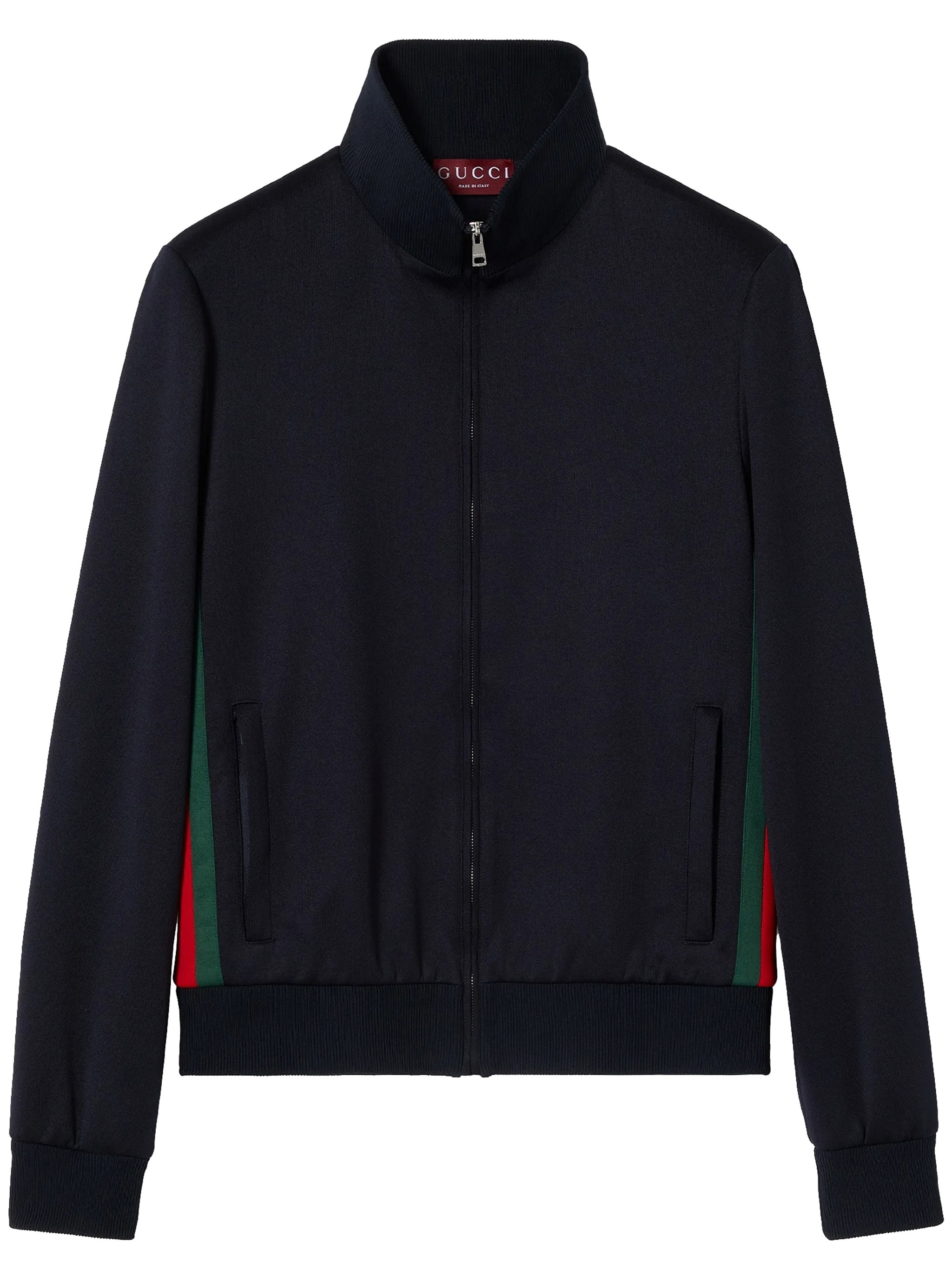 Gucci Technical Jersey Zip-Up Jacket With Web Tape - Blue - 44