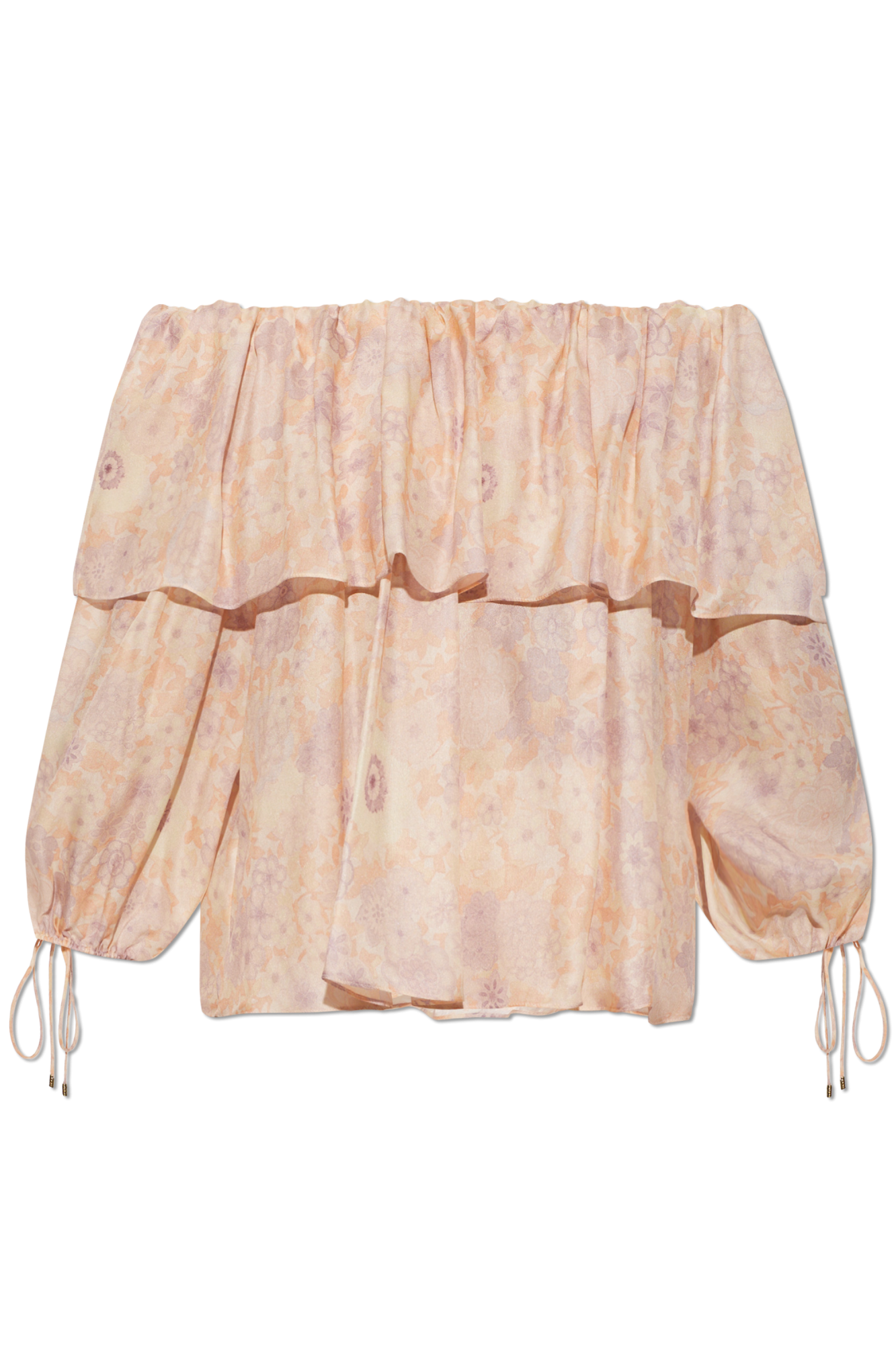 CHLOÉ Chloé Silk Off-the-Shoulder Ruffle Blouse