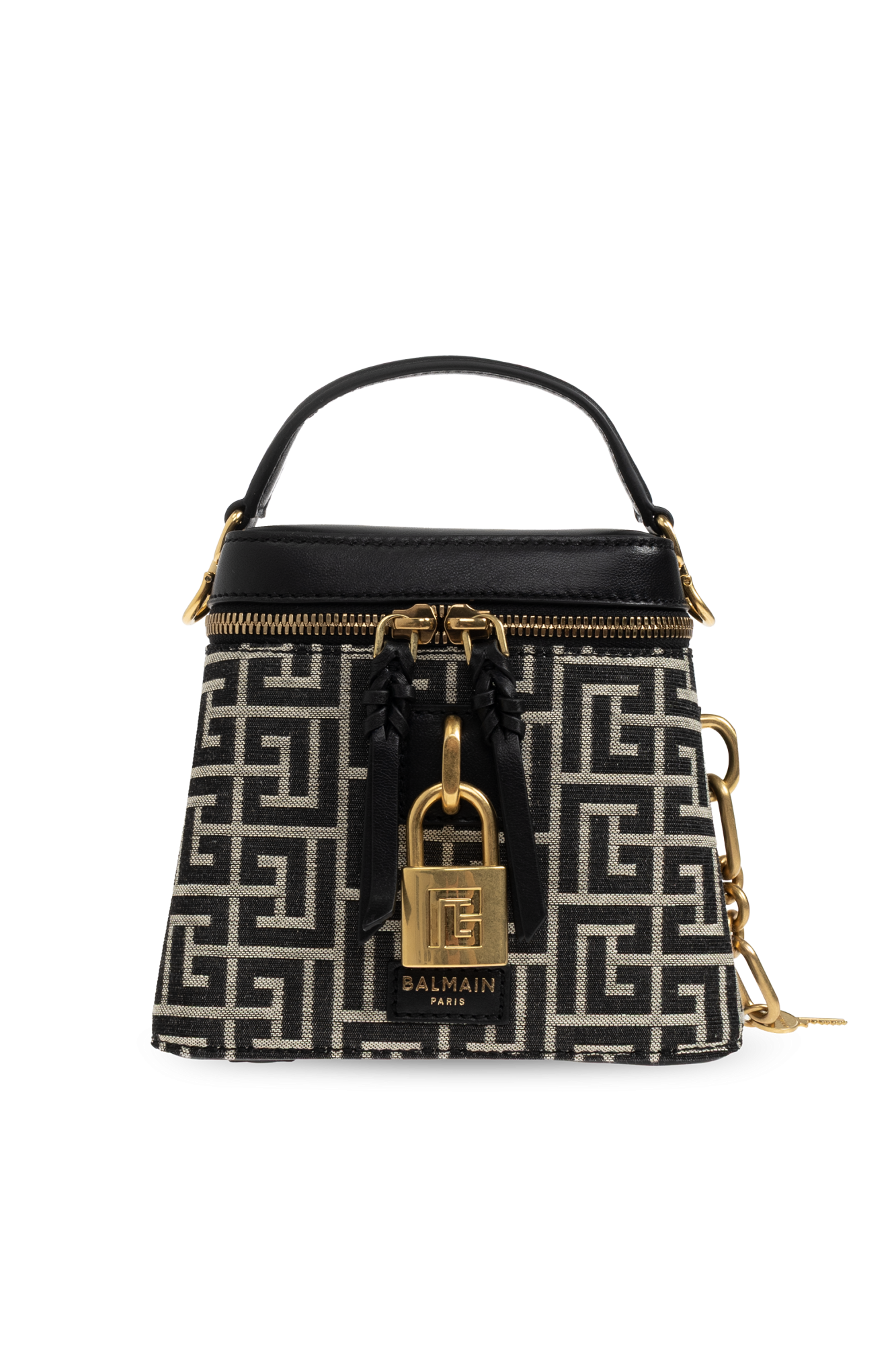 BALMAIN Balmain Monogram Canvas and Leather Vanity Bag